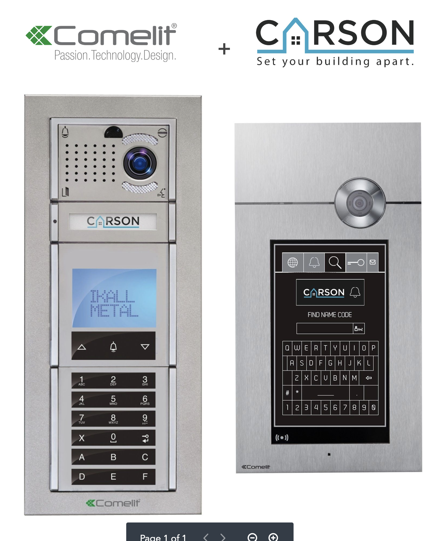 Carson and Comelit Announce Partnership and Integration